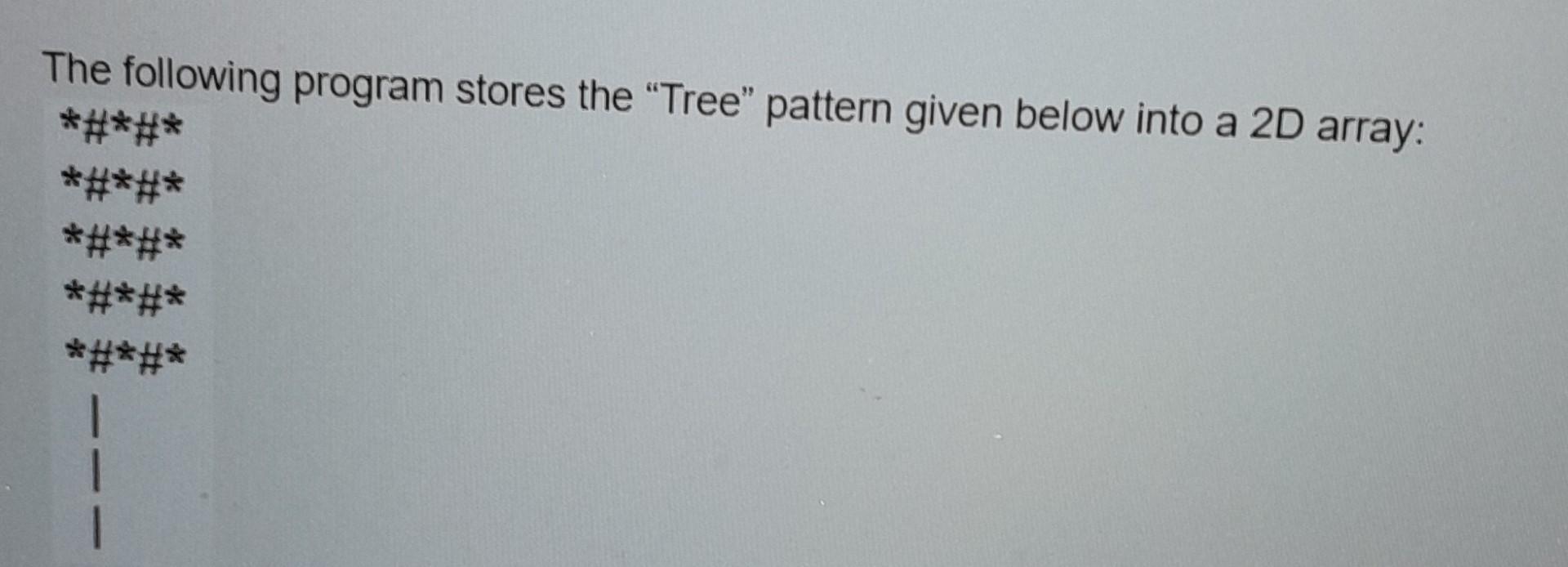 Solved The following program stores the "Tree" pattern given | Chegg.com