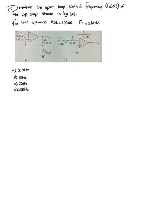 Solved Tetermine the open loop critical frequency (fd(d)) of | Chegg.com