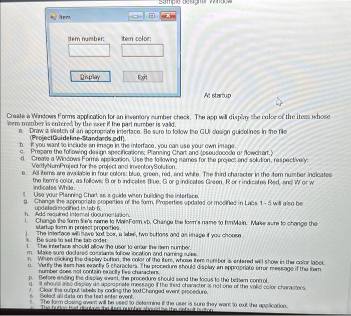 Solved Create a Windows Forms application for an inventory | Chegg.com
