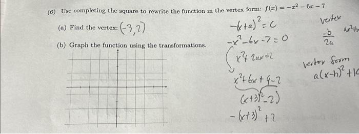 Solved (6) Use completing the square to rewrite the function | Chegg.com