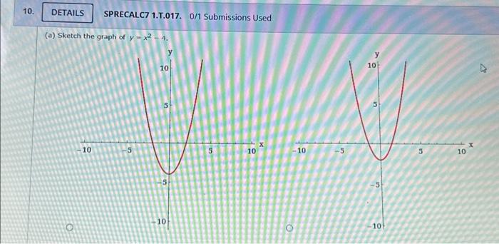 Solved (a) Sketch the graph of y=x2−4. | Chegg.com