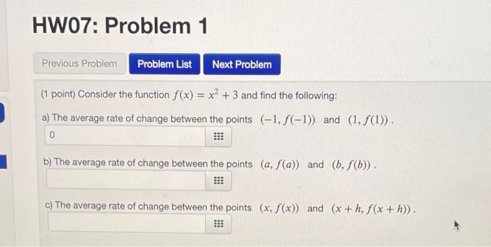 Solved HW07: Problem 1 Previous Problem Problem List Next | Chegg.com