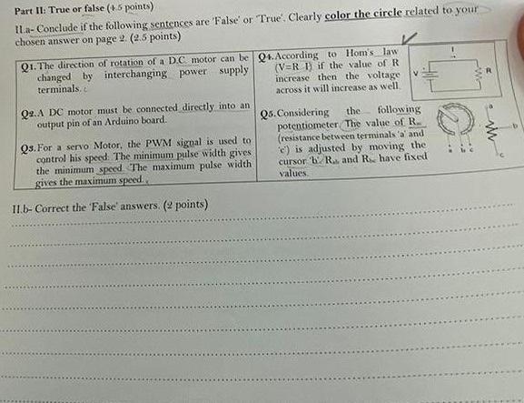 Solved Part II: True or false ( $5 points) Il a-Conclude if | Chegg.com
