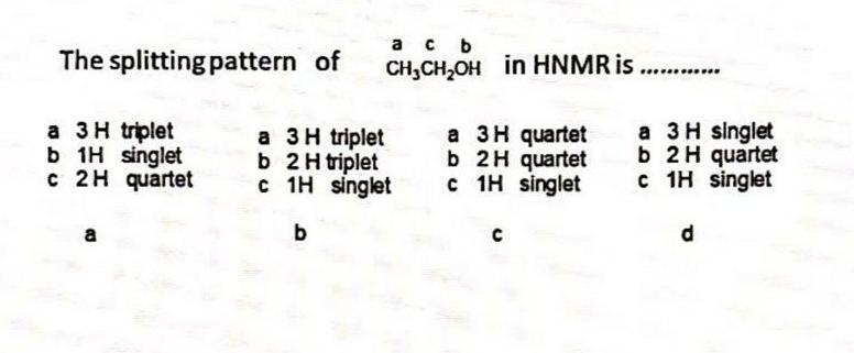 Solved The splitting for -CH2 group in proton NMR of | Chegg.com