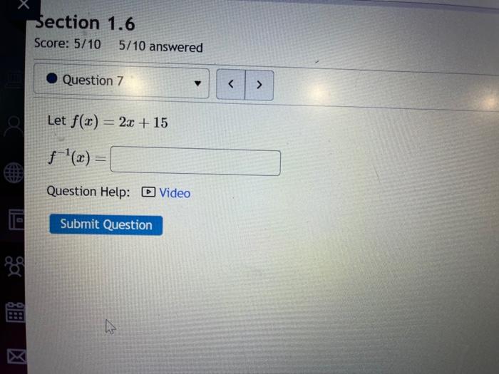 Solved f(x)=2−xf−1(x)= Question Help:Let f(x)=2x+15 | Chegg.com