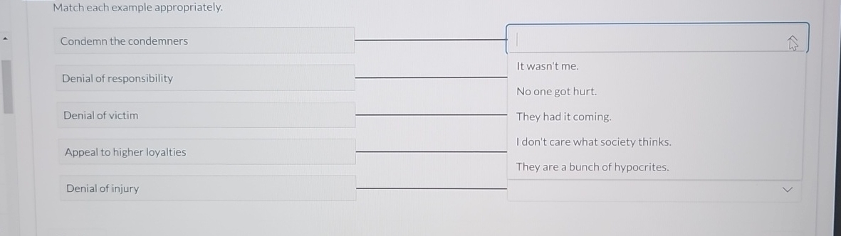 Solved Match each example appropriately.Condemn the | Chegg.com