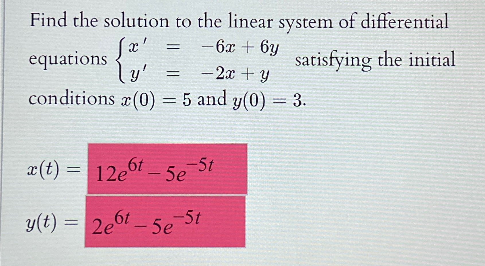 Solved Find the solution to the linear system of | Chegg.com
