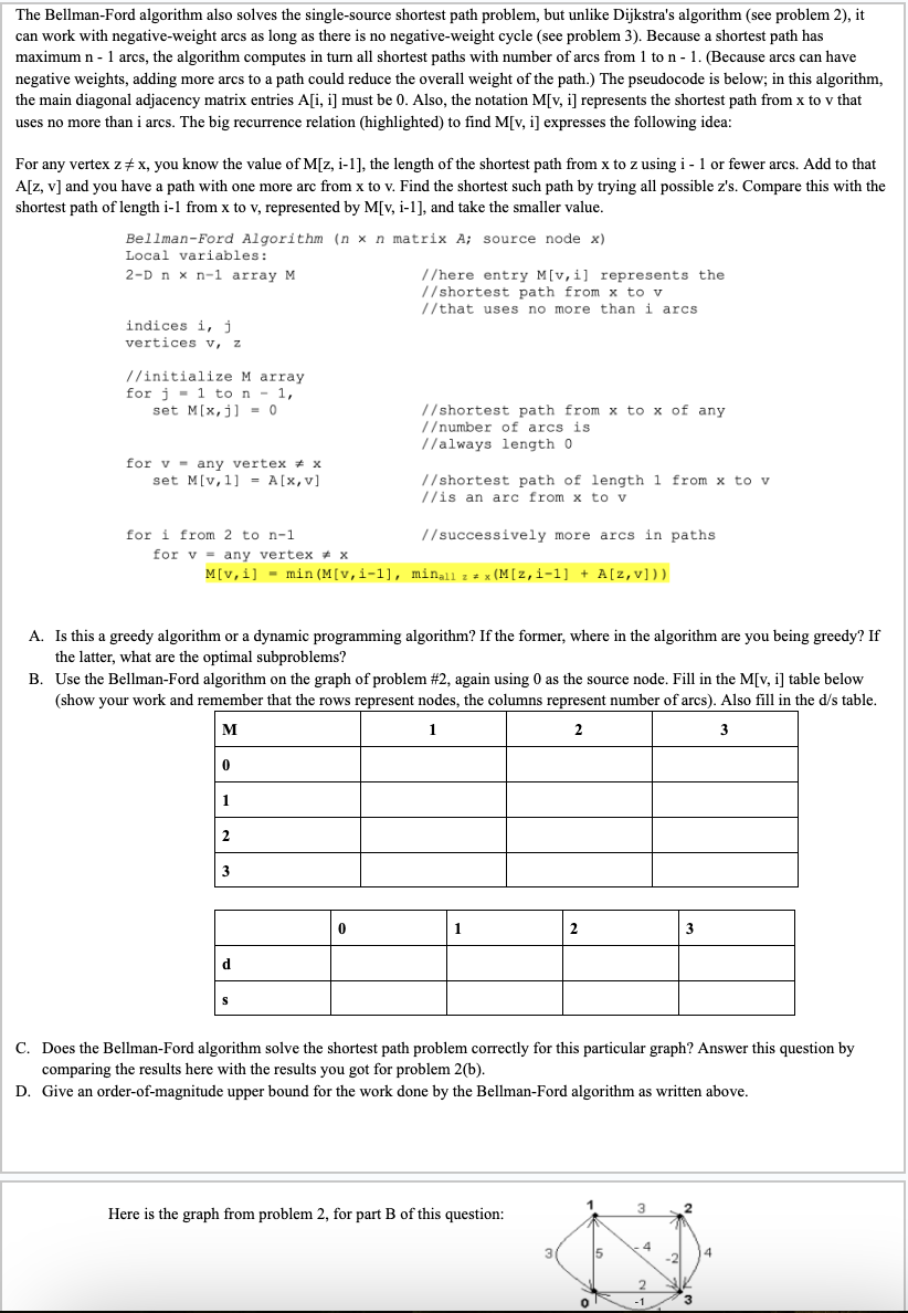 Solved The Bellman-Ford algorithm also solves the | Chegg.com