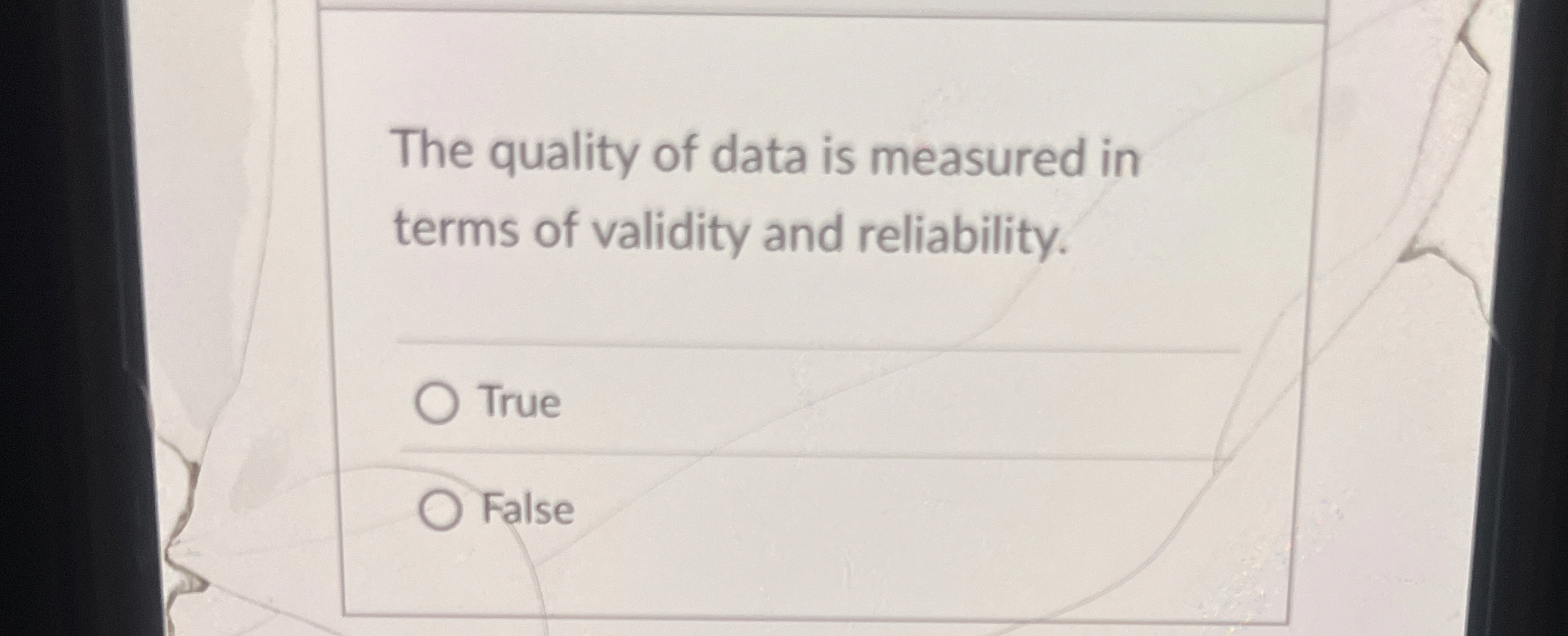 Solved The quality of data is measured interms of validity | Chegg.com