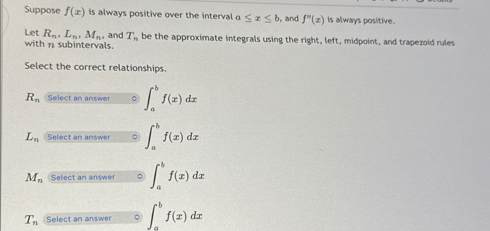 Solved Suppose f(x) ﻿is always positive over the interval | Chegg.com