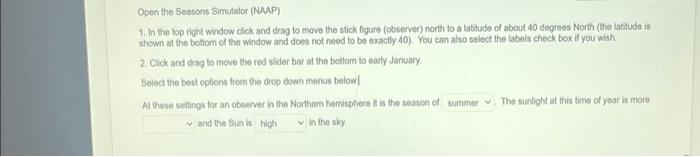 Solved Open the Seasons Simulator (NAAP) 1. In the lop right | Chegg.com