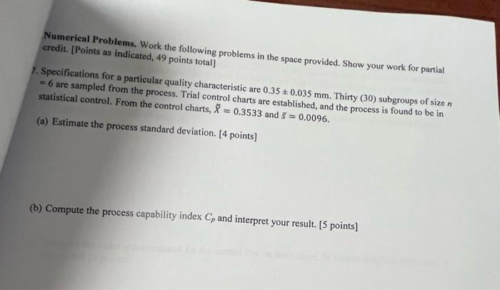 Solved Numerical Problems. Work the following problems in | Chegg.com