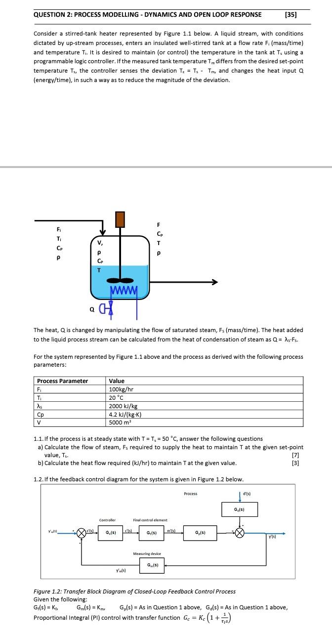Solved QUESTION 2: PROCESS MODELLING - DYNAMICS AND OPEN | Chegg.com