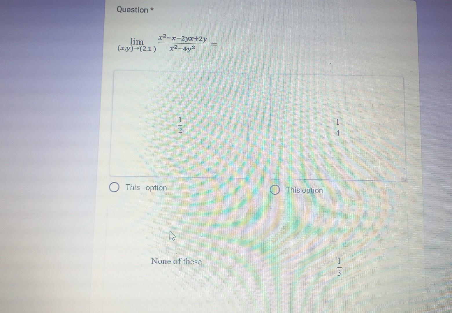 Solved Question * lim(x,y)→(2,1)x2−4y2x2−x−2yx+2y= 21 This | Chegg.com