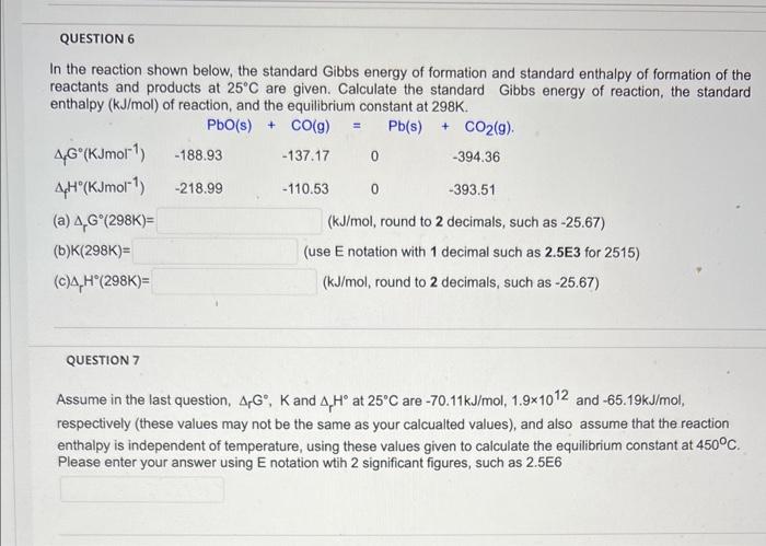 Solved The standard reaction Gibbs energy ΔrG∘ of the | Chegg.com