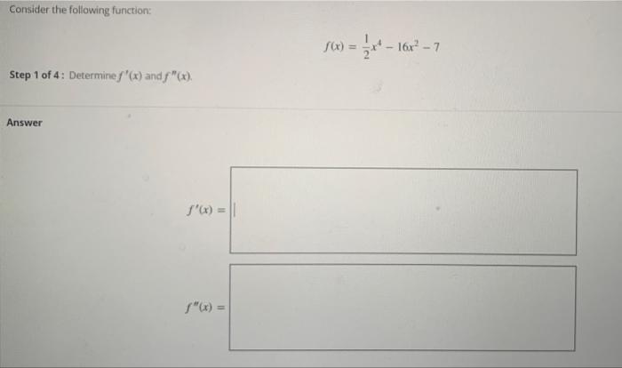 Solved Consider the following function: F(x) = - 16x² - 7 | Chegg.com