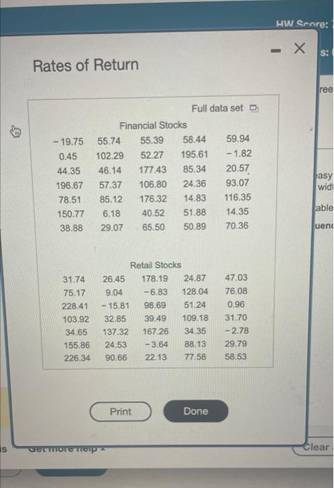 Solved Stocks may be categorized by industry. The | Chegg.com