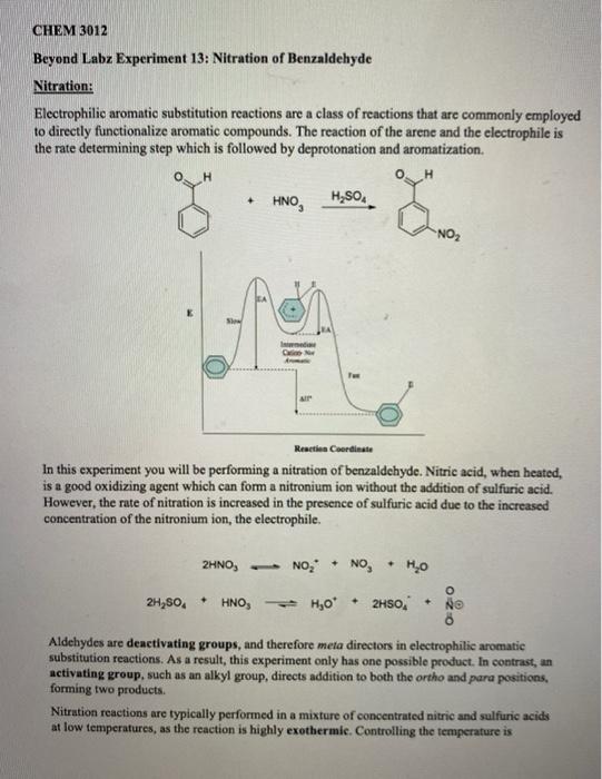 Solved CHEM 3012 Beyond Labz Experiment 13: Nitration of | Chegg.com