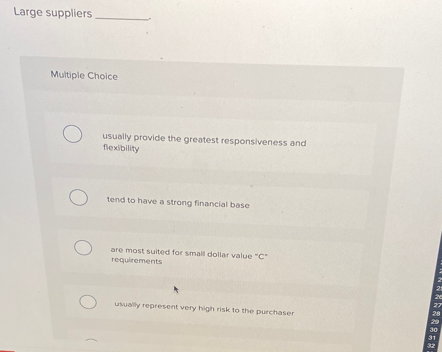 Solved Large suppliersMultiple Choiceusually provide the | Chegg.com