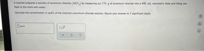 Solved A chemist prepares a solution of aluminum chloride | Chegg.com