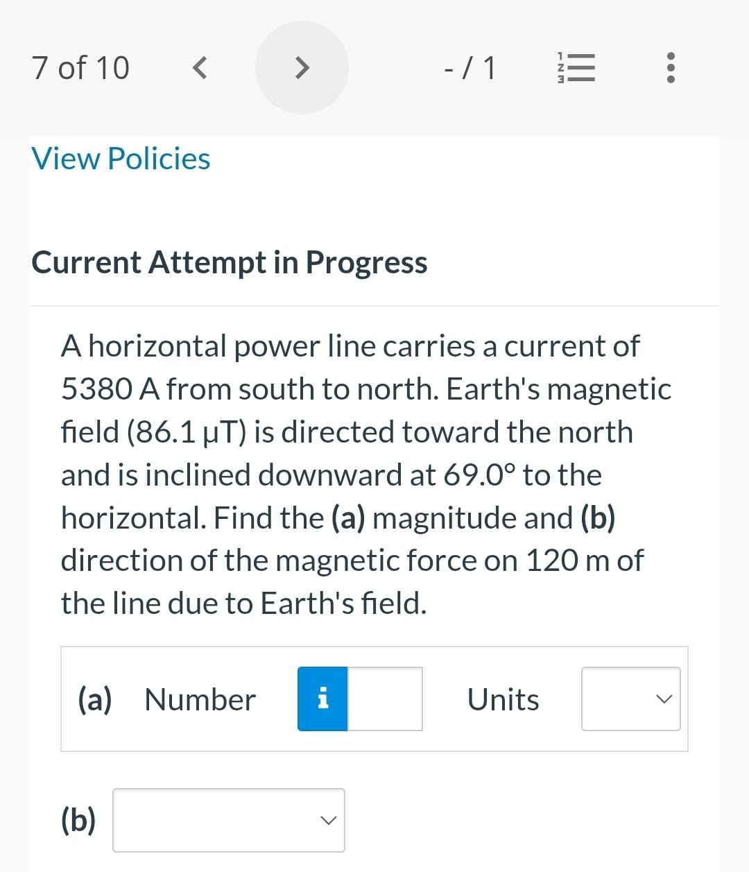 Solved 7 ﻿of 10View PoliciesCurrent Attempt in ProgressA | Chegg.com