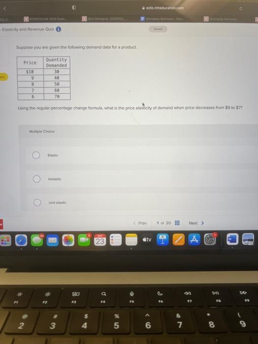 Solved Suppose you are given the following demand deta for a | Chegg.com