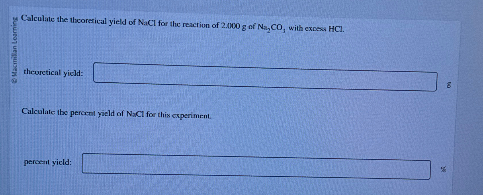 Solved Calculate the theoretical yield of NaCl for the | Chegg.com