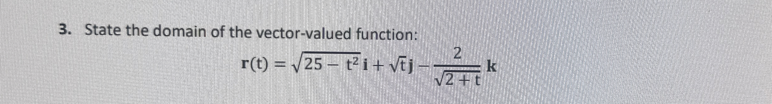 Solved State the domain of the vector-valued | Chegg.com
