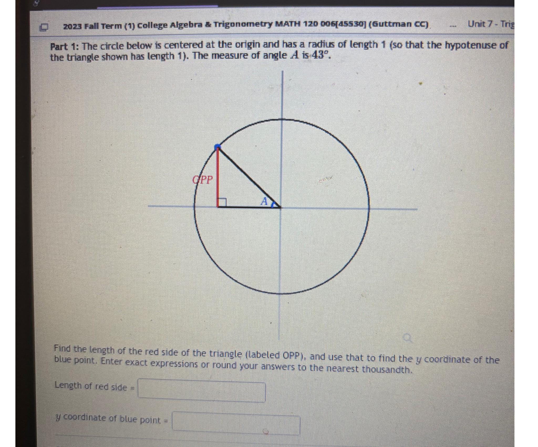 Solved 2023 ﻿Fall Term (1) ﻿College Algebra & Trigonometry | Chegg.com