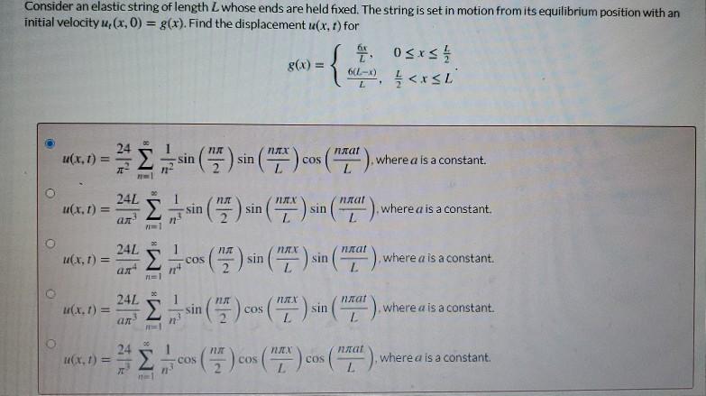 Solved Consider an elastic string of length L whose ends are | Chegg.com