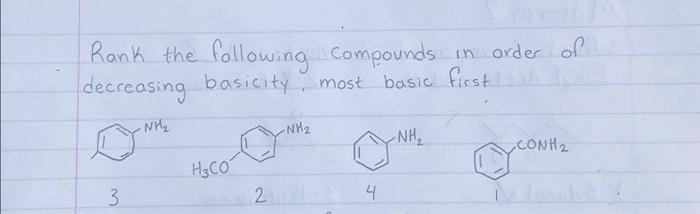 Solved Rank the following Compounds in order of decreasing | Chegg.com