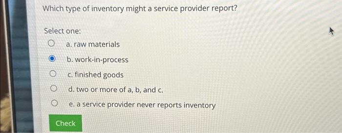 Solved Which type of inventory might a service provider | Chegg.com