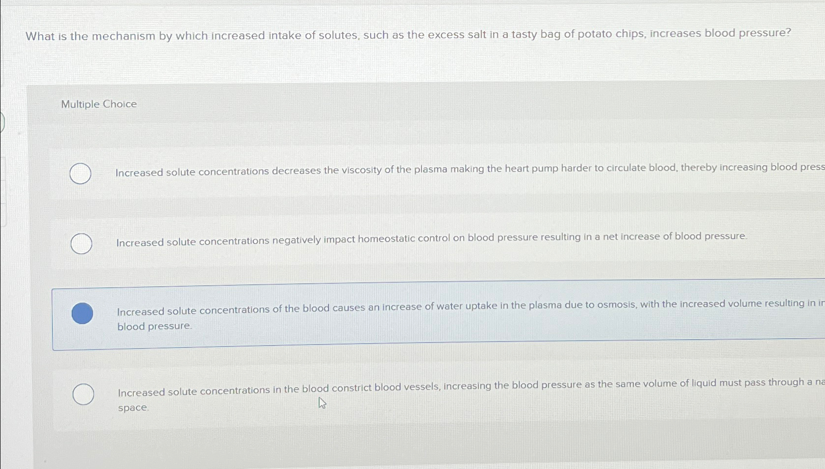 What is the mechanism by which increased intake of | Chegg.com