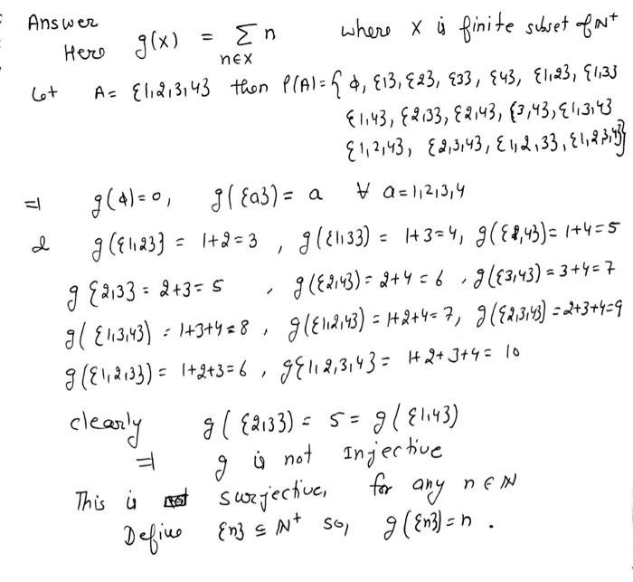 Solved f is subjective/onto but not injective/one-to-one g | Chegg.com