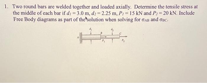 Solved 1. Two round bars are welded together and loaded | Chegg.com
