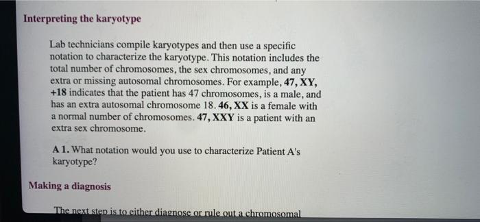 Solved Interpreting the karyotype Lab technicians compile | Chegg.com