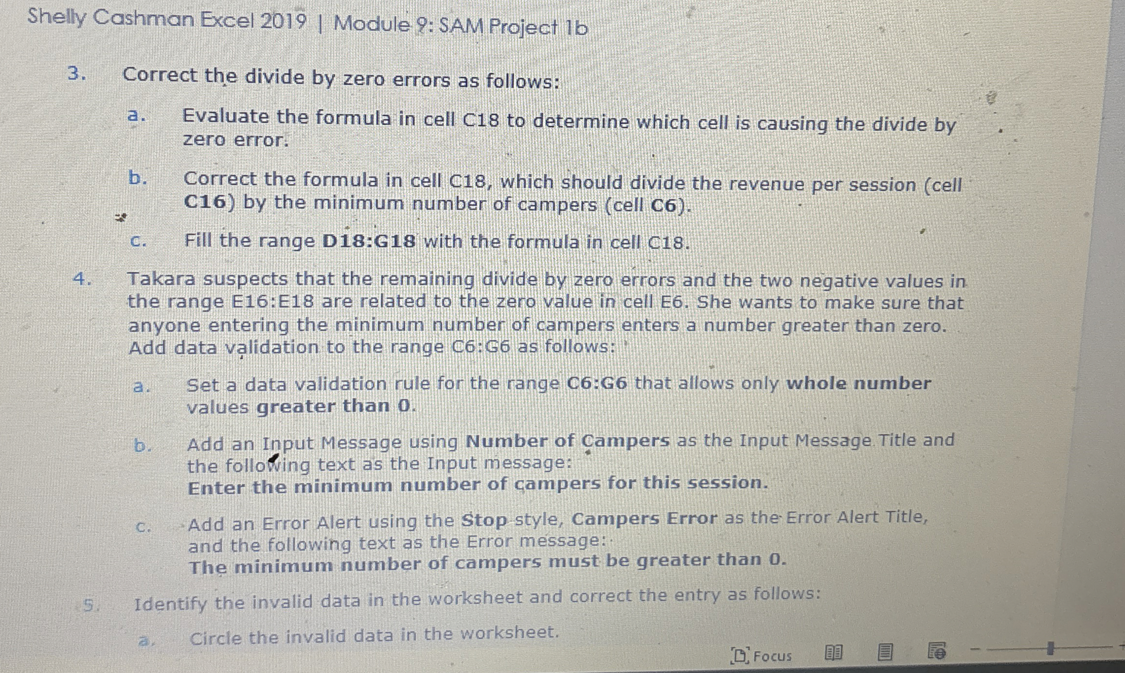 Solved Shelly Cashman Excel 2019 | ﻿Module 9: SAM Project | Chegg.com