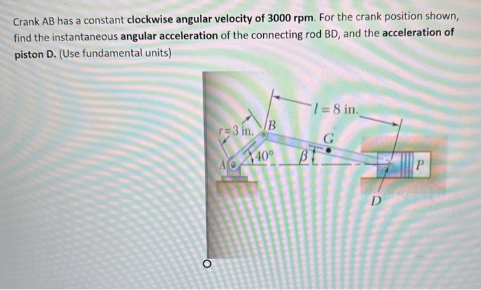 Solved Crank AB has a constant clockwise angular velocity of | Chegg.com