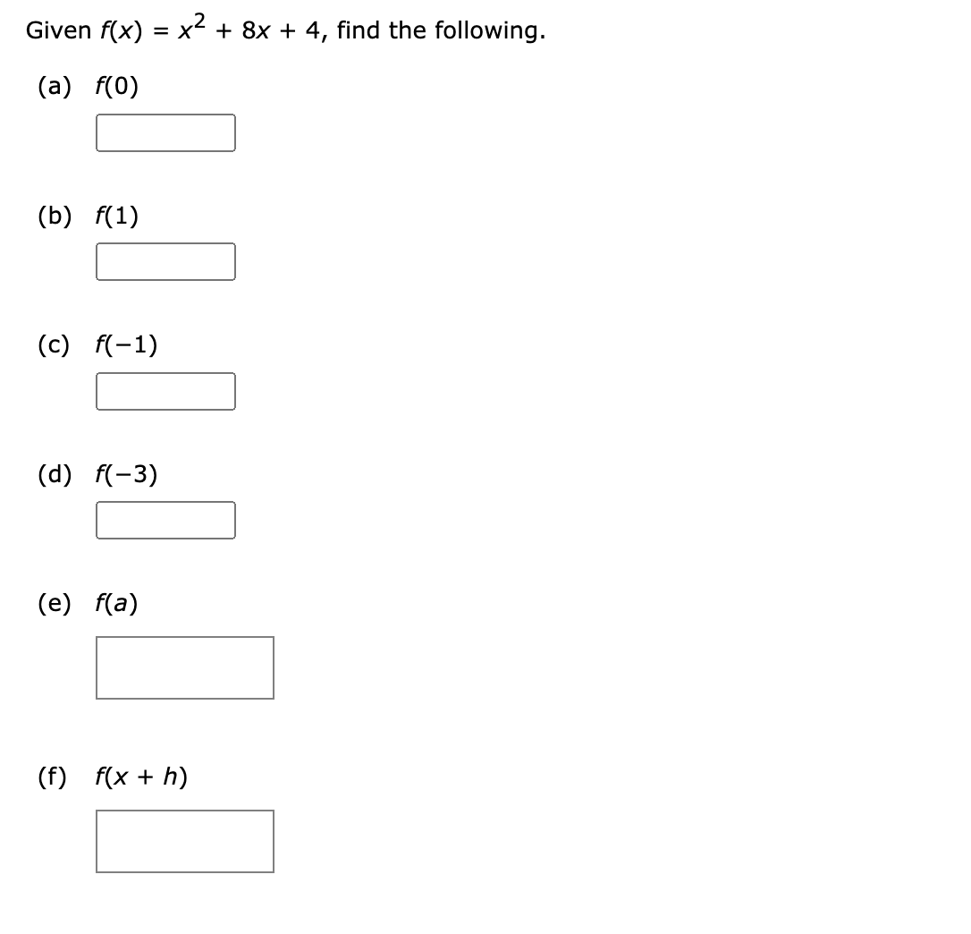 Solved Given f(x)=x2+8x+4, ﻿find the | Chegg.com