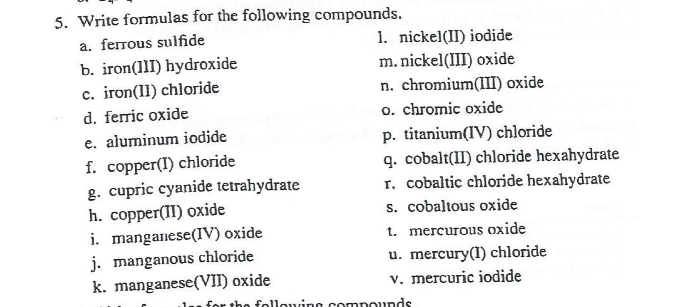 Solved Write formulas for the following compounds.a. | Chegg.com