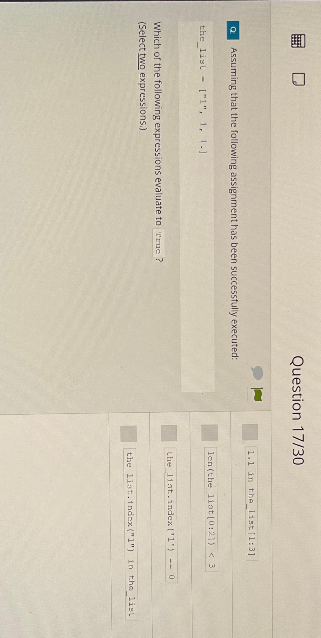 Solved Question 17/30Q. ﻿Assuming that the following | Chegg.com