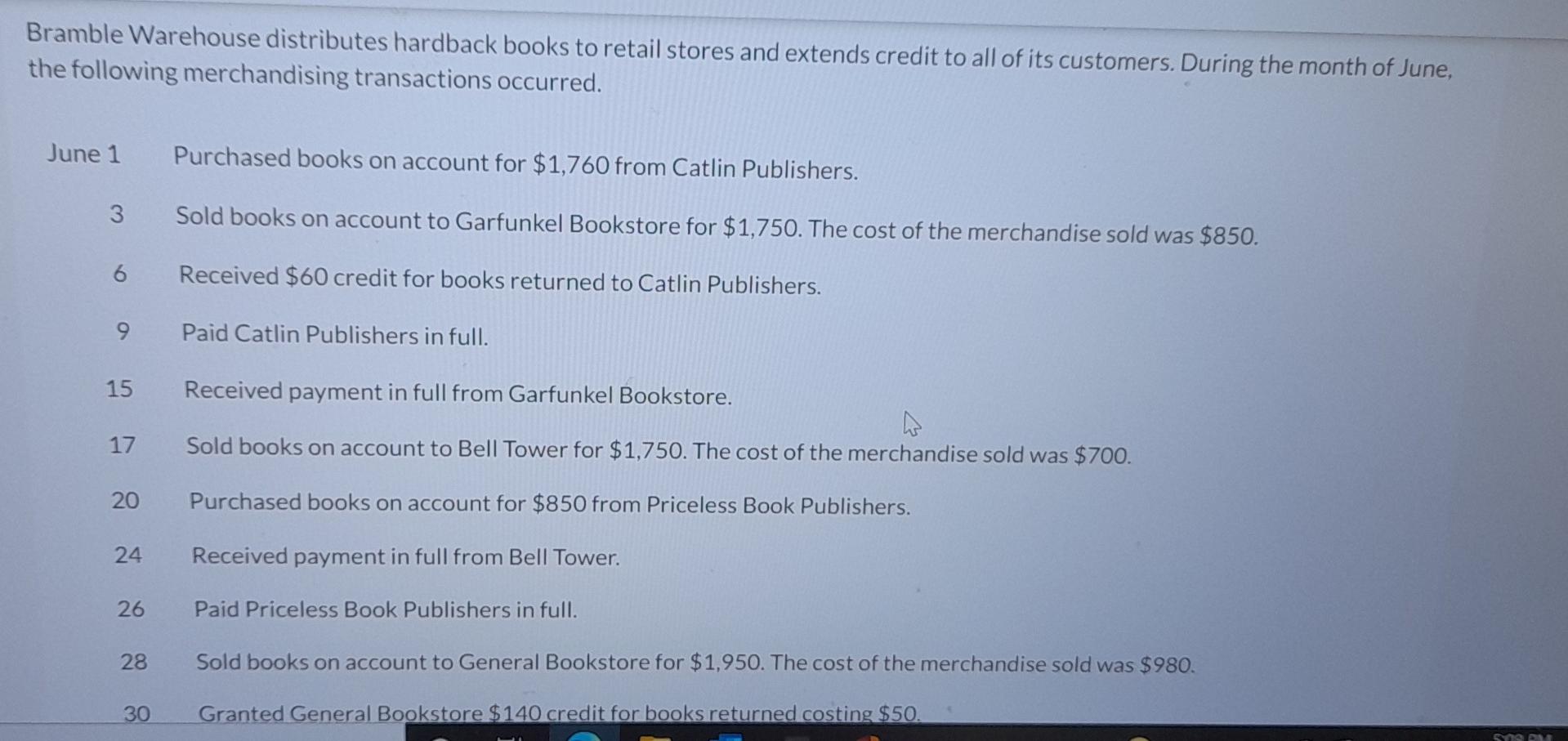 Solved Bramble Warehouse distributes hardback books to | Chegg.com