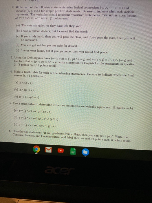 Solved 2. Write each of the following statements using | Chegg.com