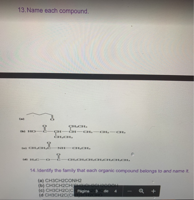 Solved 13. Name each compound. CHCH e no-L-~-&-c. CHCHCH | Chegg.com