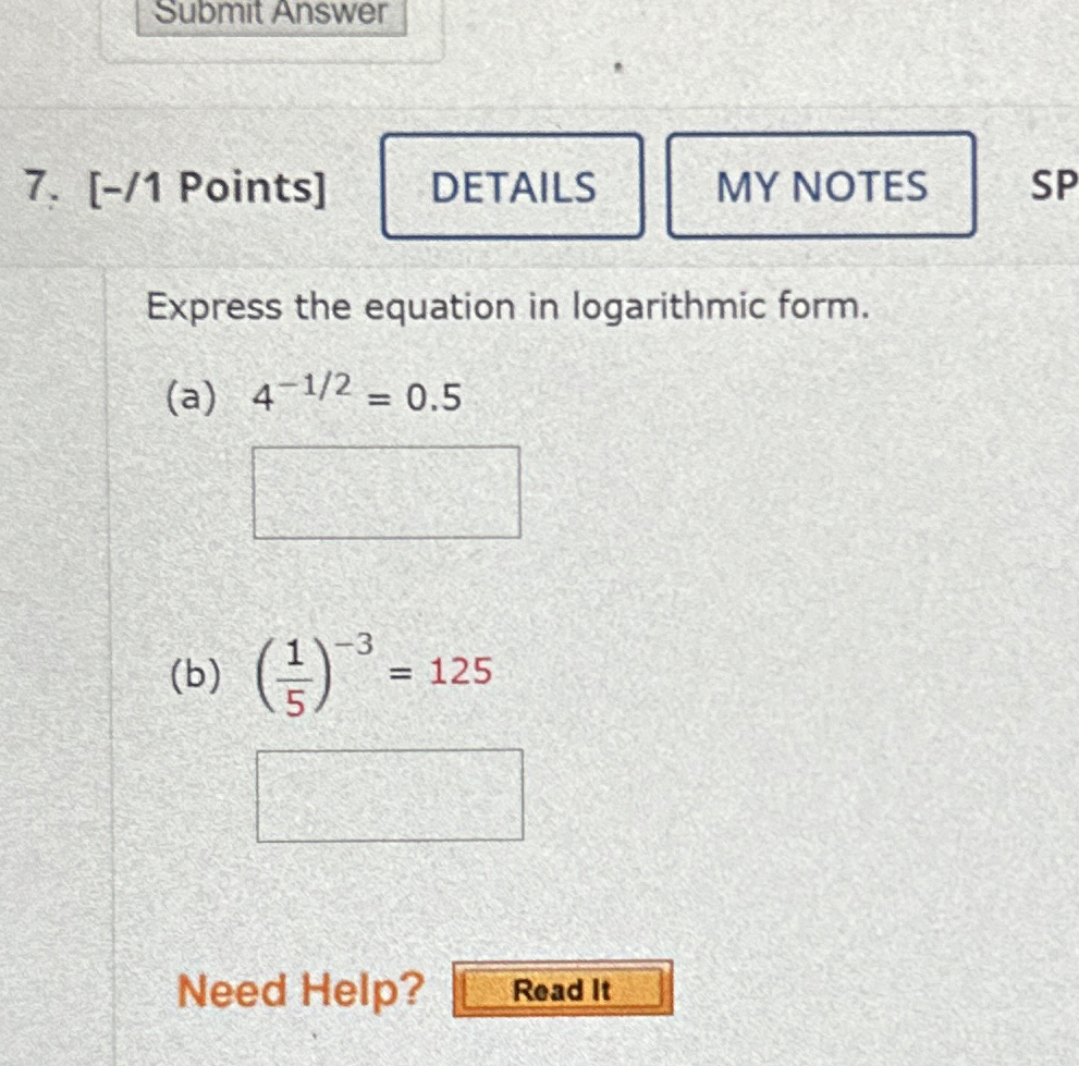 Solved Submit Answer7. ﻿ Points]Express the equation in | Chegg.com