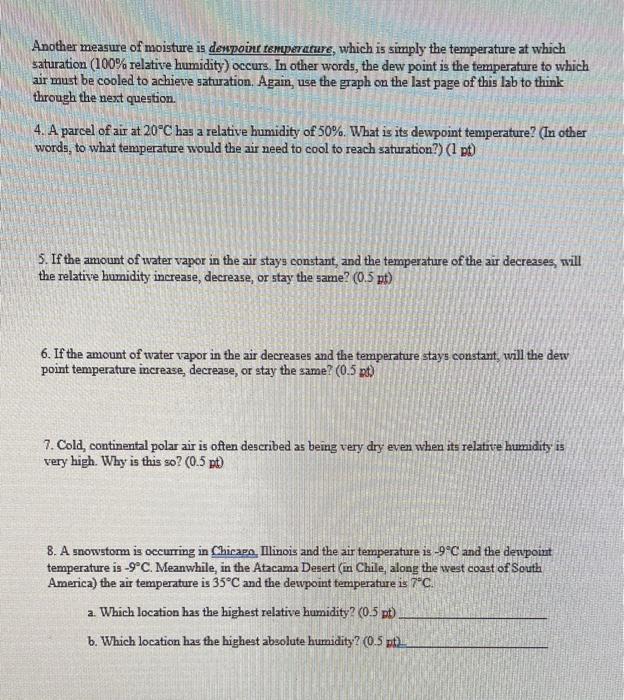 Solved Another measure of moisture is denpoint temperature, | Chegg.com