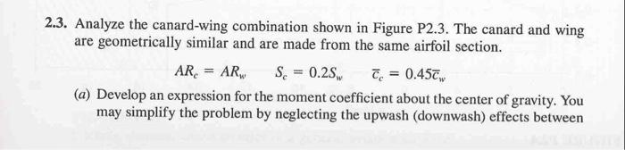 Solved 3. Analyze the canard-wing combination shown in | Chegg.com