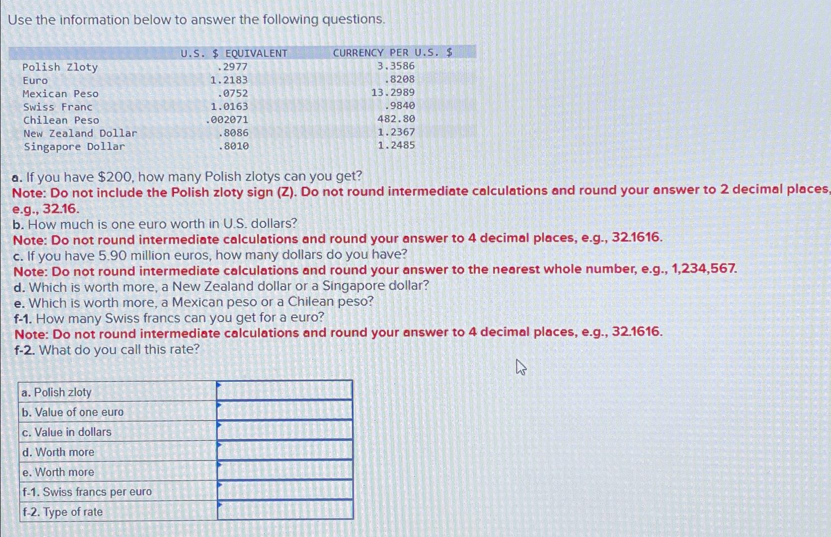 Solved Use the information below to answer the following | Chegg.com