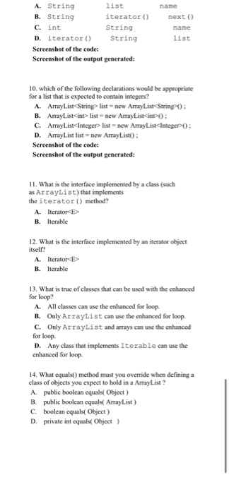 Solved 1 Declare And Construct An Arraylist With An Initial 5529