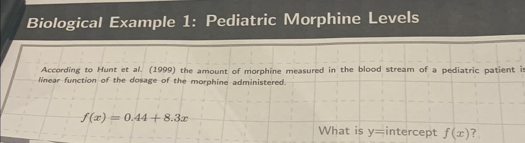 Solved Biological Example 1: Pediatric Morphine | Chegg.com